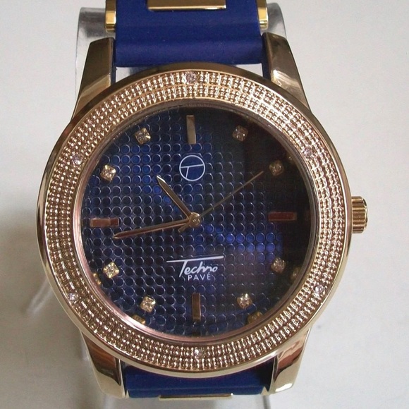 Techno Pave | Accessories | Mens Techno Pave Bluegold Finish Silicone ...